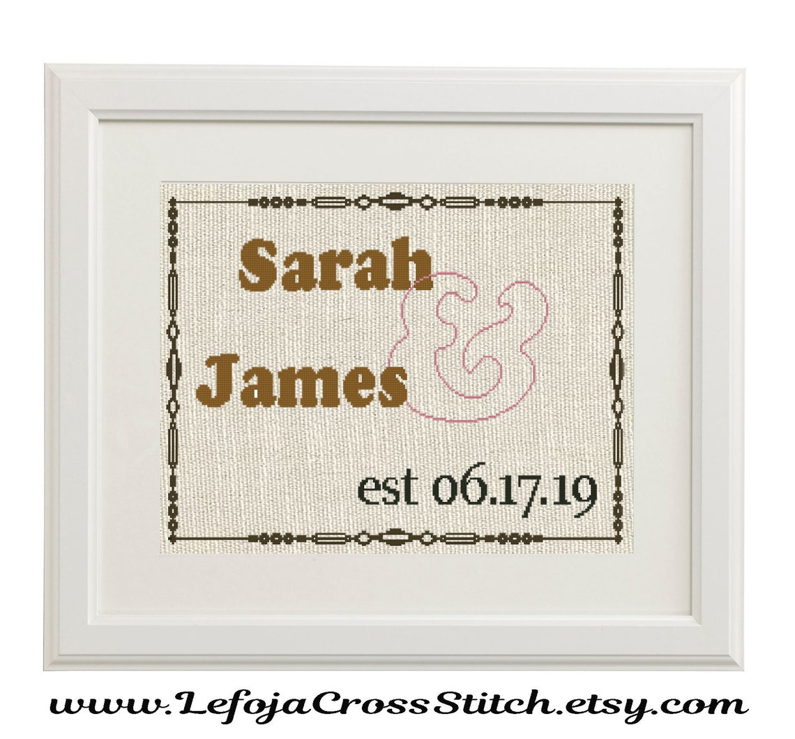 Custom Wedding Anniversary Cross Stitch Pattern by LEFOJA, Couple and ...