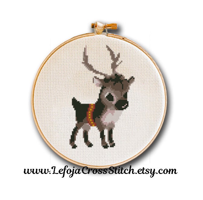 Little Christmas Reindeer Cross Stitch Pattern Animals LEFOJA | Etsy