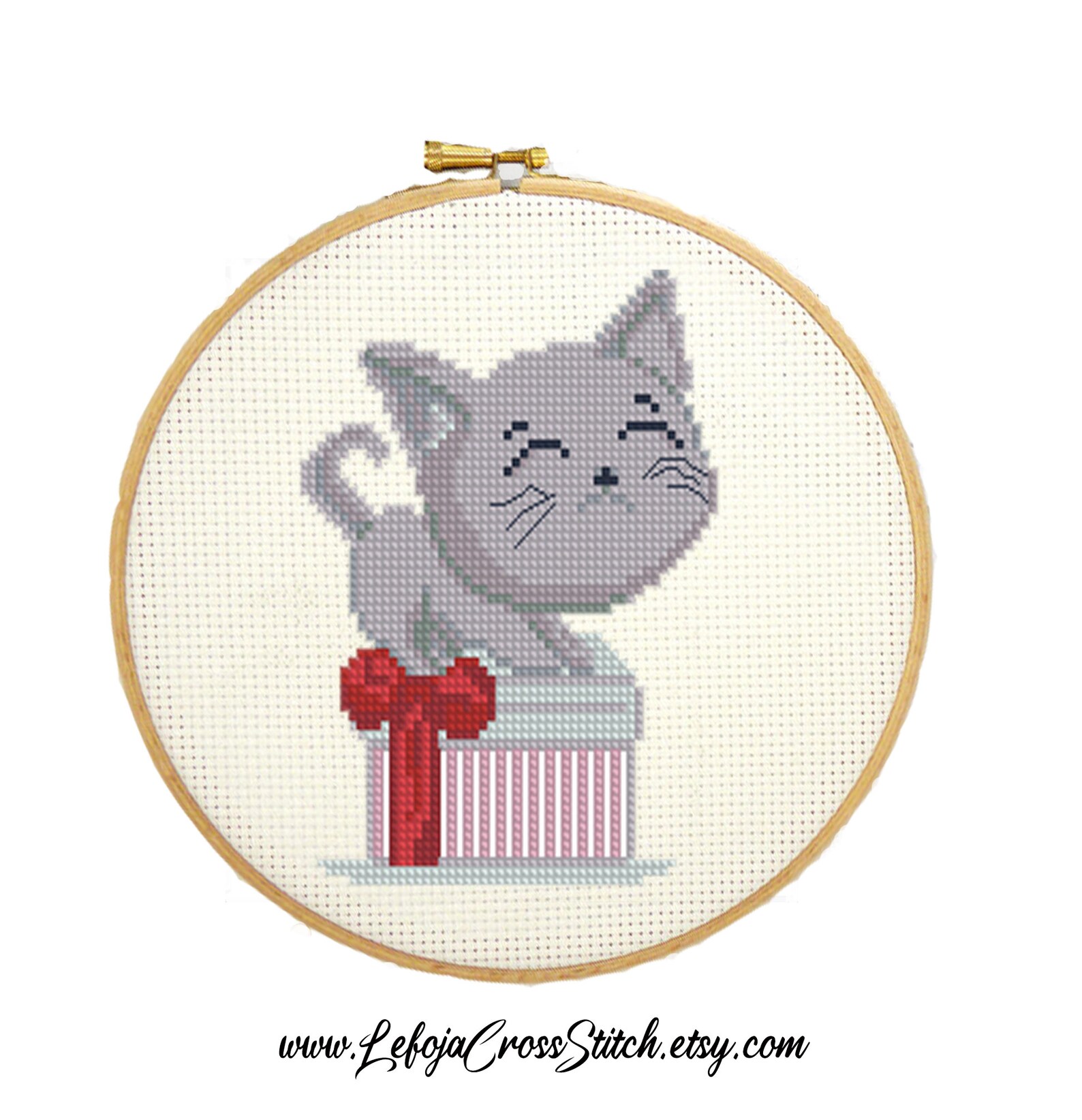 Kitten on a Gift Box Cross Stitch Pattern Nursery Decor - Etsy