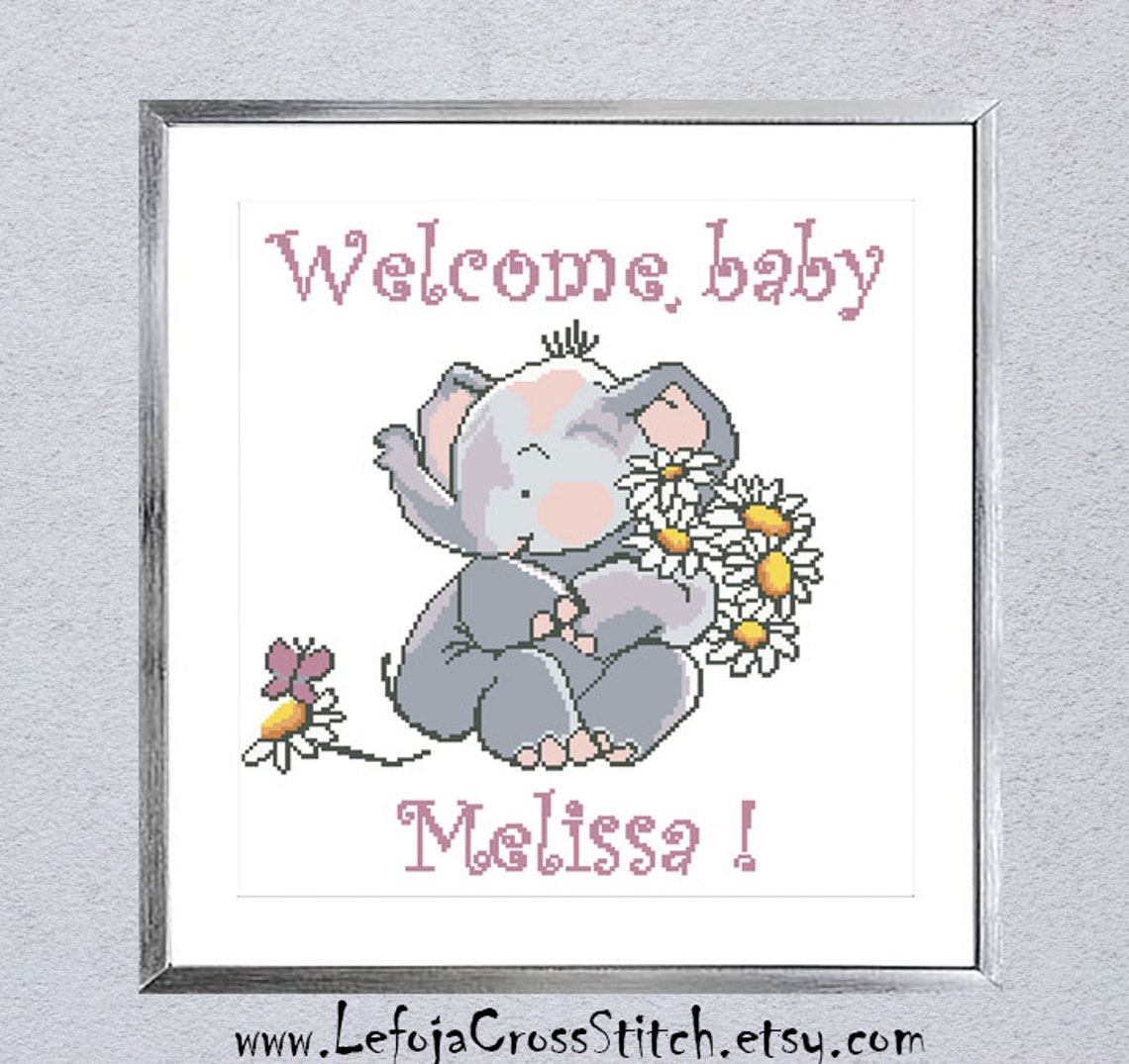 Welcome Baby Girl Cross Stitch Pattern Personalized Personal - Etsy