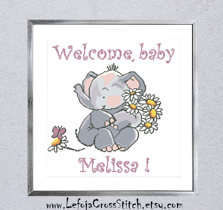 Welcome Baby Girl Cross Stitch Pattern Personalized, Personal Sign ...