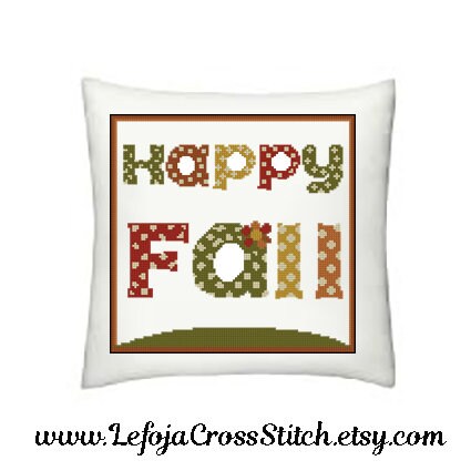 Happy Fall Sign Cross Stitch Pattern Autumn Home Decor Fall - Etsy