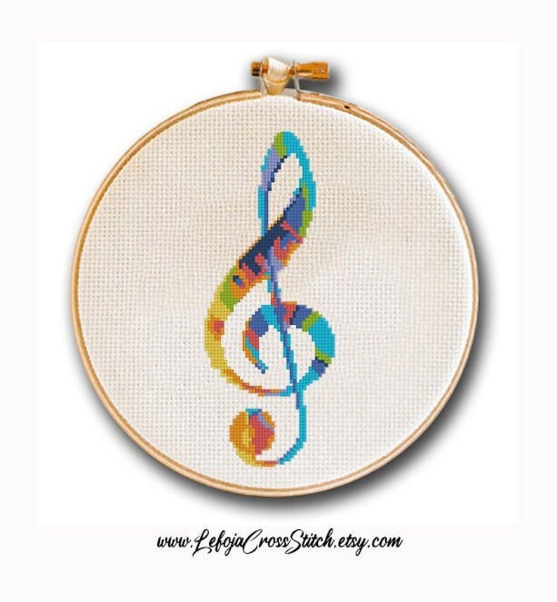 Motley Treble Clef Cross Stitch Pattern 104 Sts High Music - Etsy
