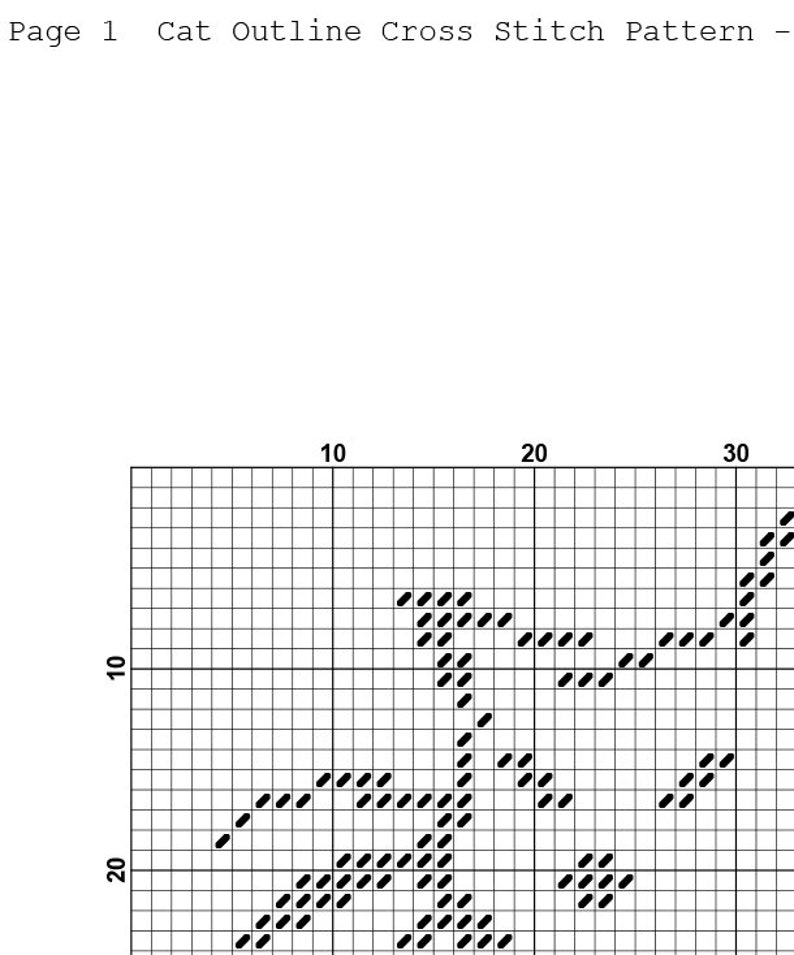 Cat Outline Cross Stitch Pattern - Small Size, Modern Cross Stitch by ...