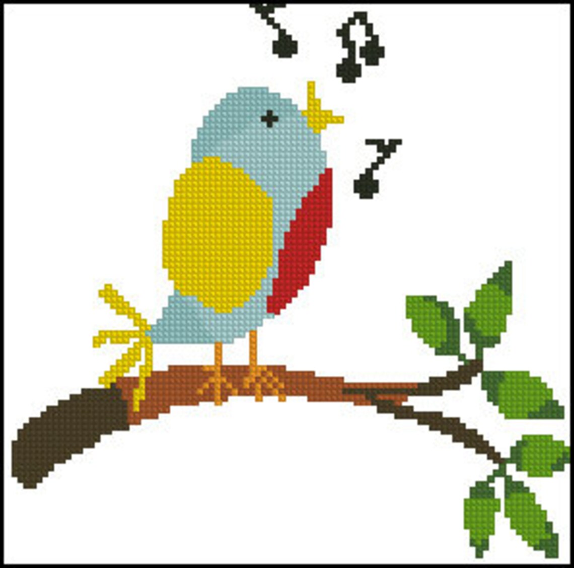 Easy Spring Cross Stitch Pattern Little Bird Singing Modern - Etsy