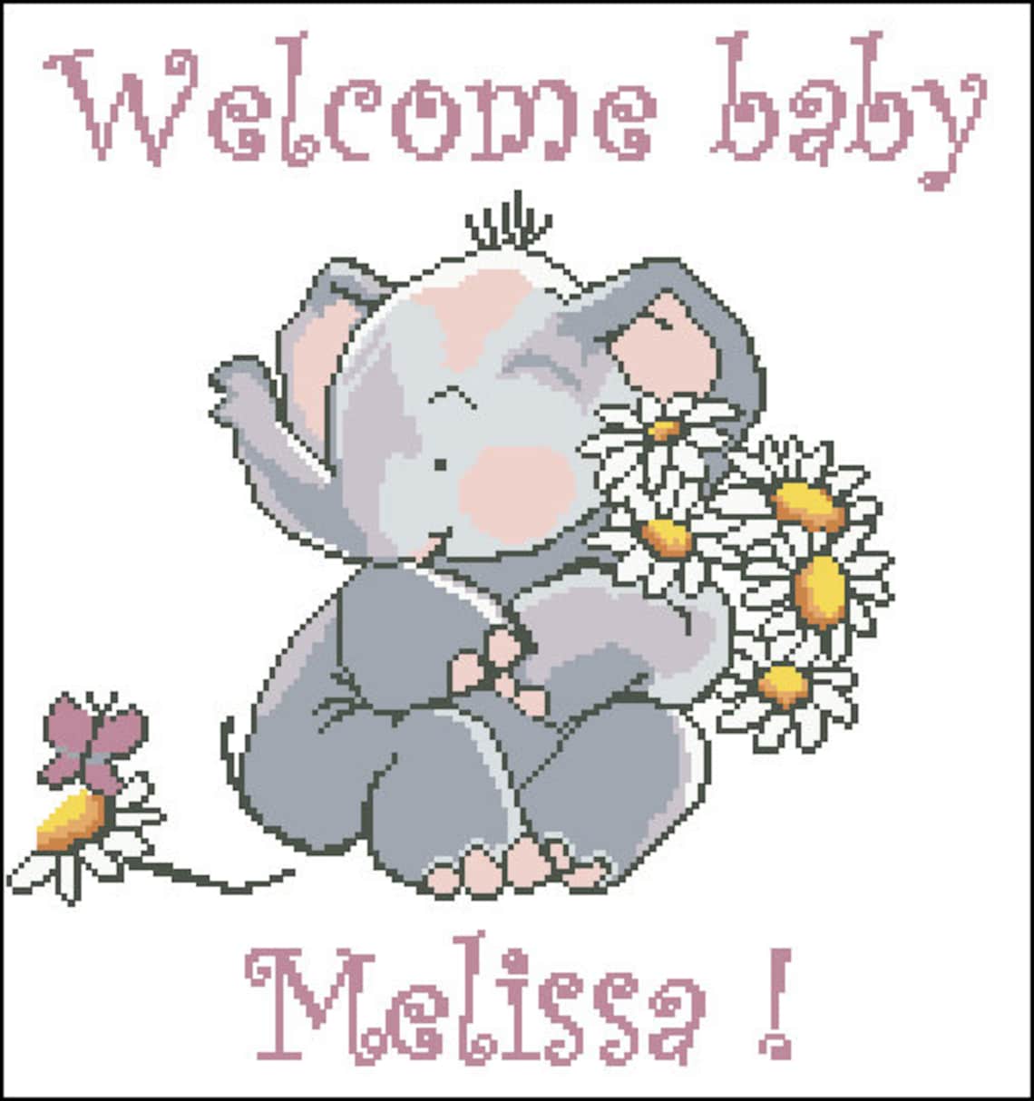 Welcome Baby Girl Cross Stitch Pattern Personalized Personal - Etsy