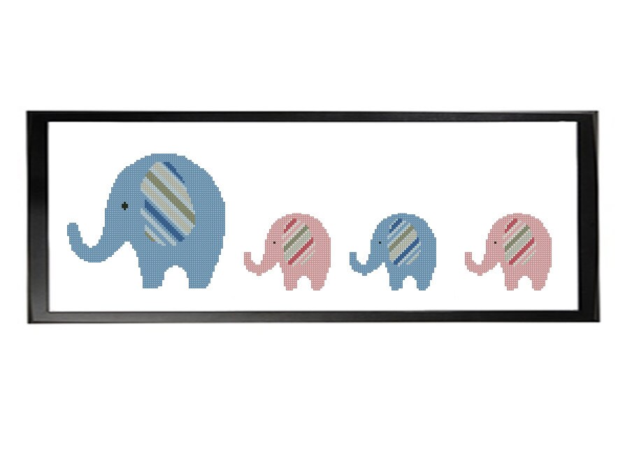 Blue Elephant small Cross Stitch Pattern Two Patterns Incl. - Etsy