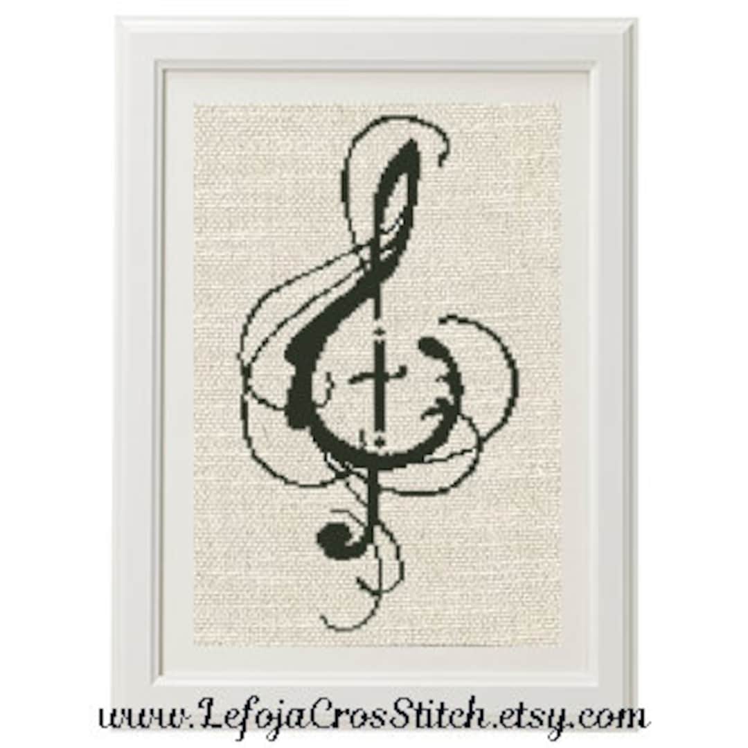 Treble Clef Cross Stitch Pattern, Modern Cross Stitch by LEFOJA ...