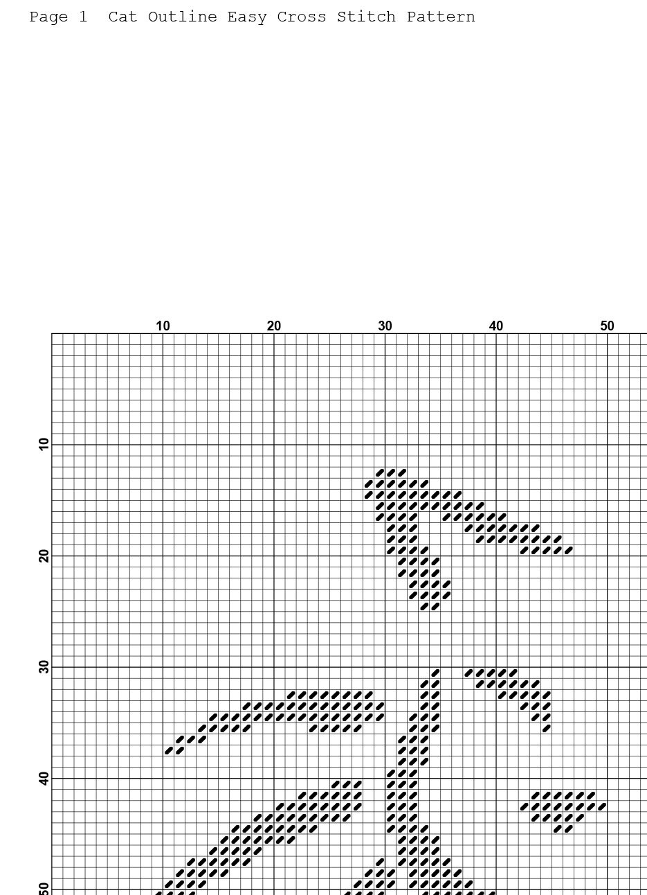 Cat Outline Cross Stitch Pattern, Modern Cross Stitch by LEFOJA, Cat ...