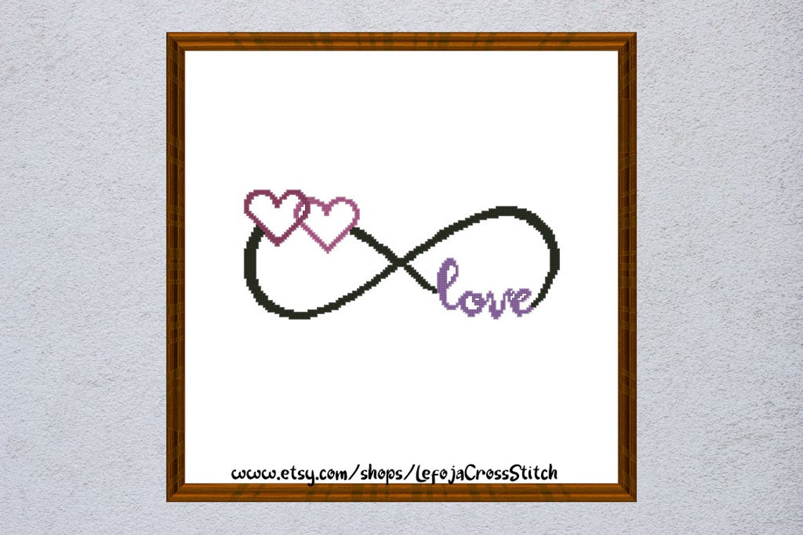 Infinity Love and Hearts Cross Stitch Pattern Easy Modern - Etsy
