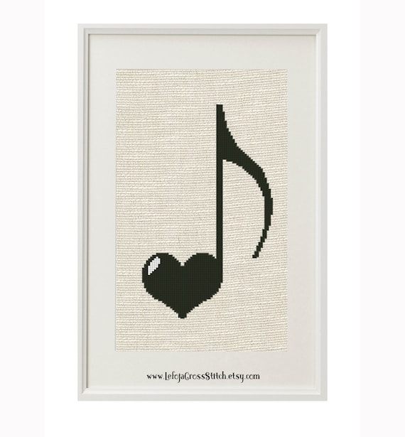 Heart Musical Note Cross Stitch Pattern Music Cross Stitch | Etsy