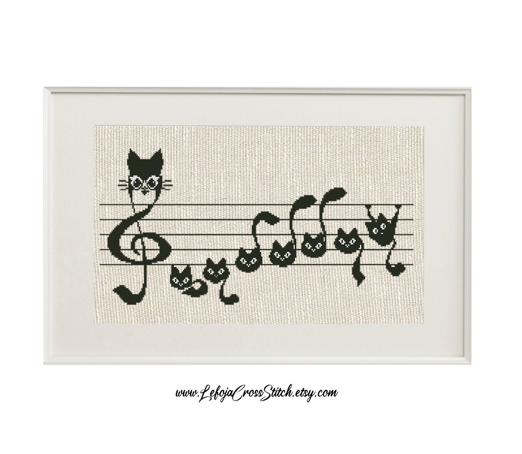 Cat Notes Cross Stitch Pattern Treble Clef Music Cross Stitch - Etsy