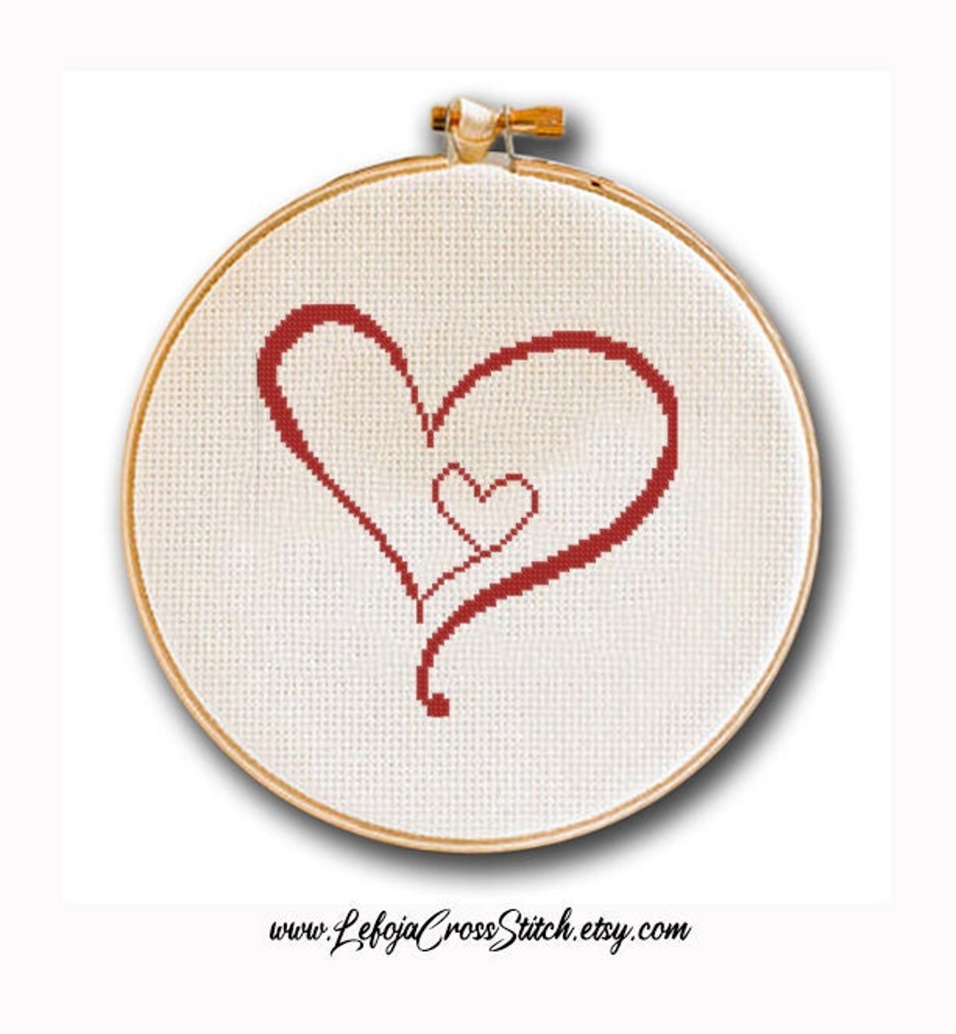 Two Hearts Cross Stitch Pattern, Modern Easy Cross Stitch Pattern ...