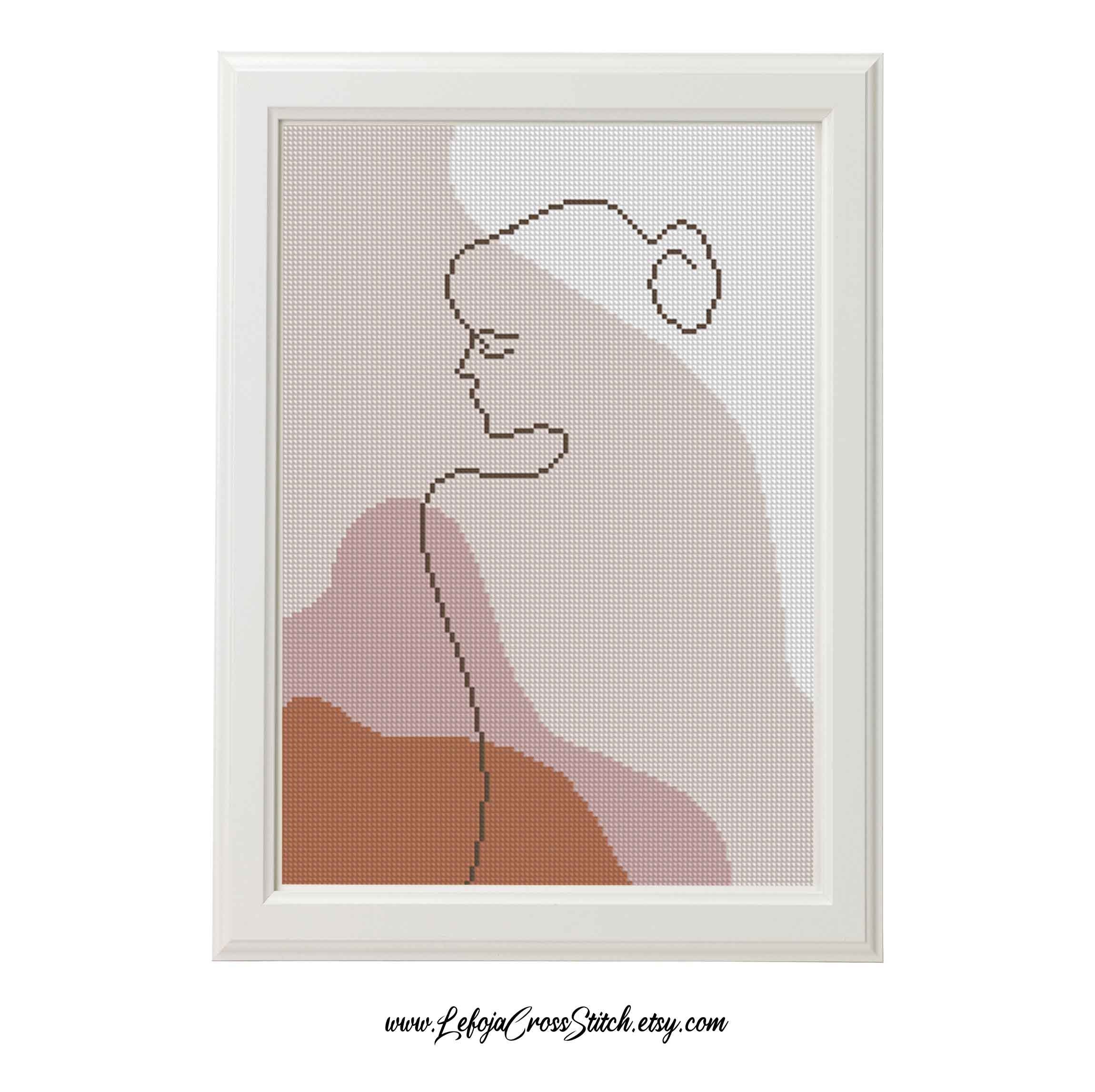 One Line Drawing Boho Silhouette Modern Cross Stitch Pattern - Etsy