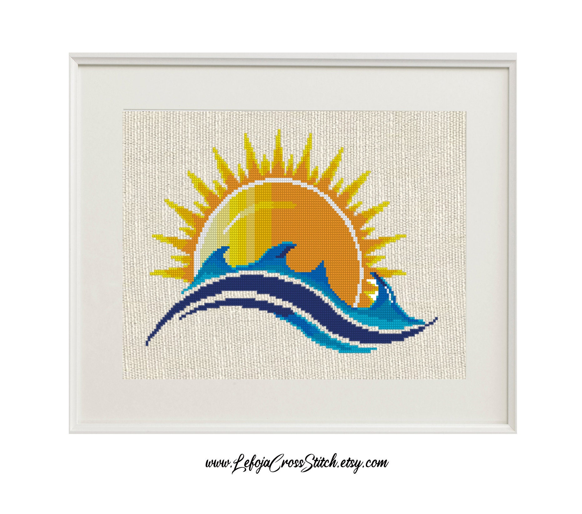 Sun and Ocean Waves Cross Stitch Pattern, Summer Cross Stitch, Vacation ...