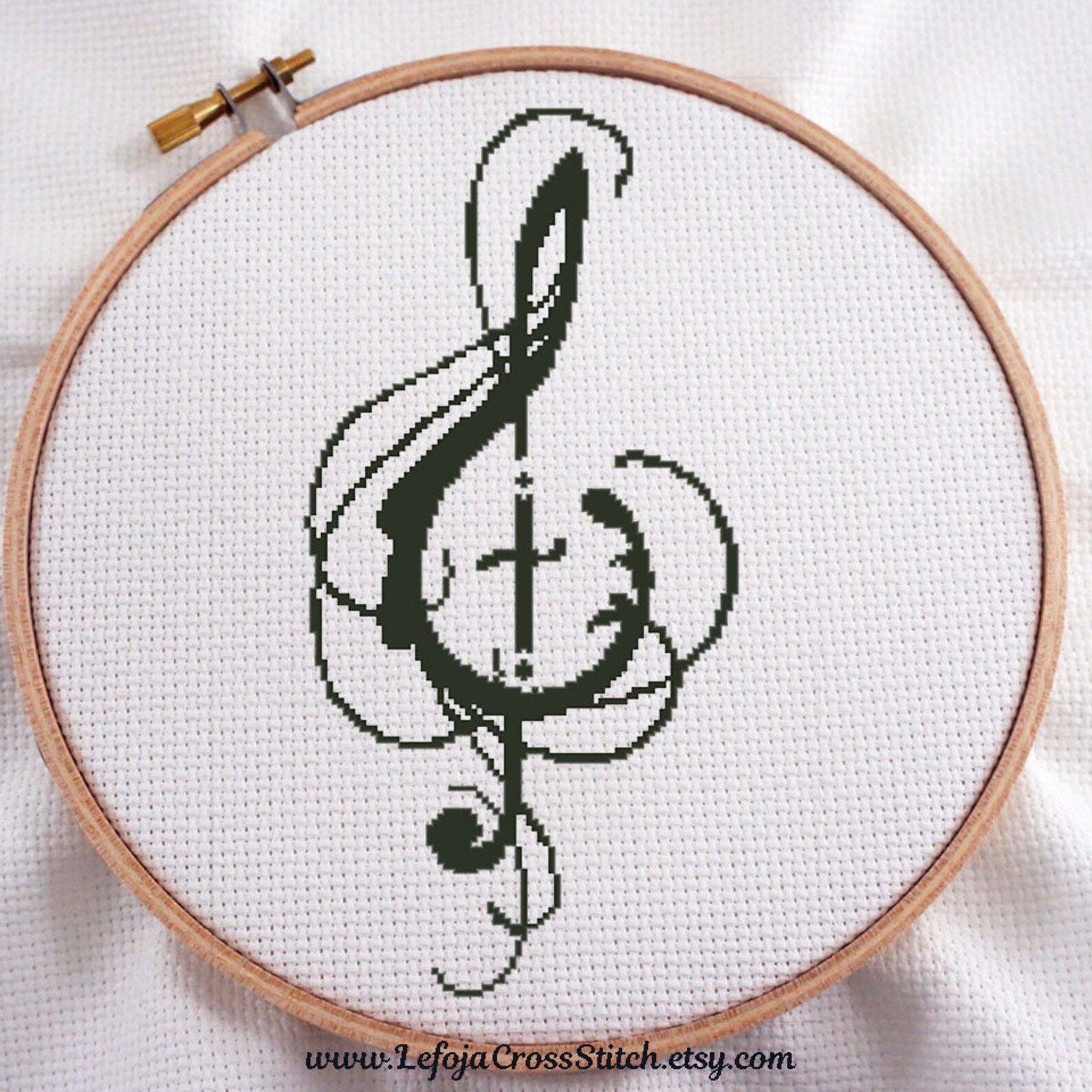 Treble Clef Cross Stitch Pattern, Modern Cross Stitch by LEFOJA ...