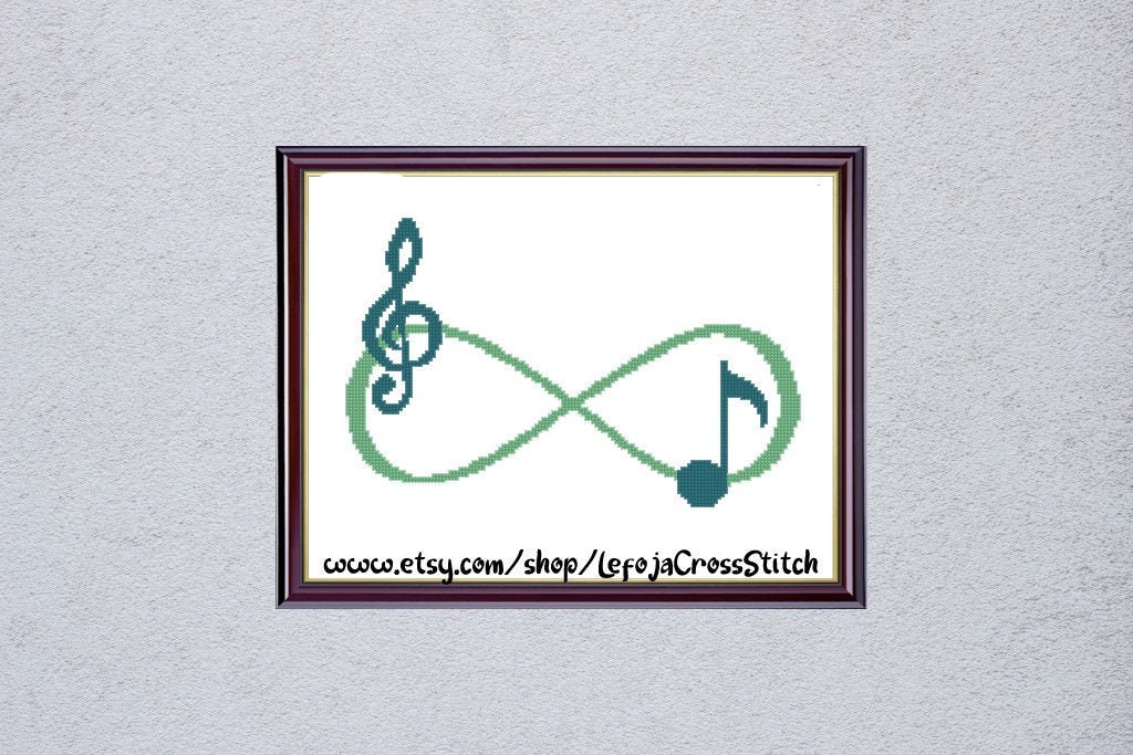 Infinity Sign With Treble Clef and a Note Music Cross Stitch Pattern ...