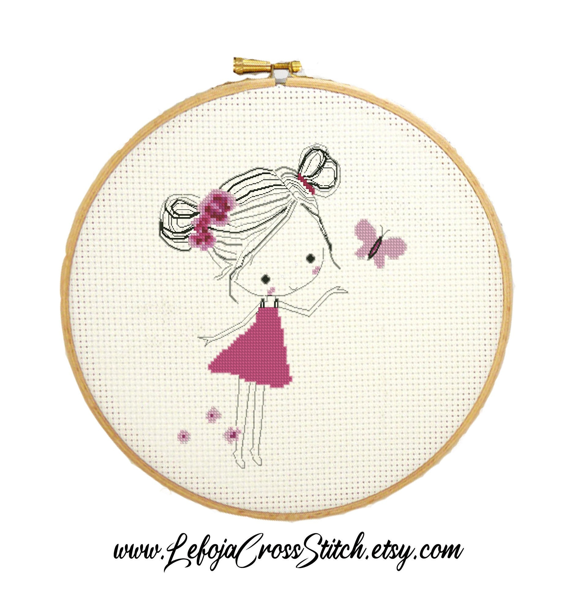 Cross Stitch Pattern Little Girl in a Pink Dress Counted - Etsy