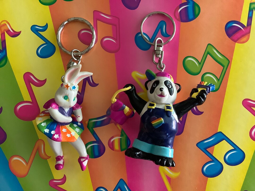 Lisa Frank 90s Vintage Panda Painter or Ballerina Bunny Keychain PICK ...