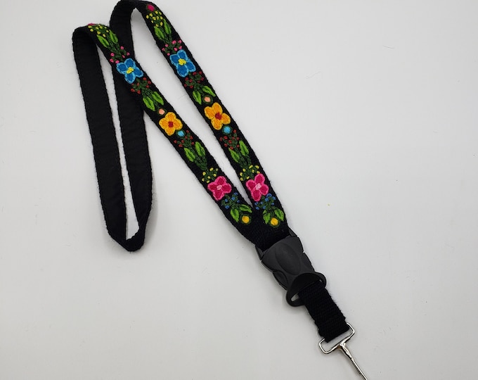 Lanyard Handmade Embroidered, Floral Handmade Embroidery Lanyard ...