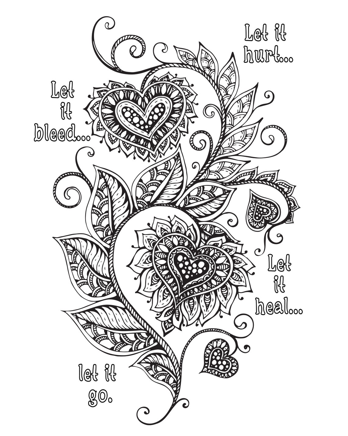 Inspirational Quotes Coloring Pages for Adults. Zentangle Digital ...