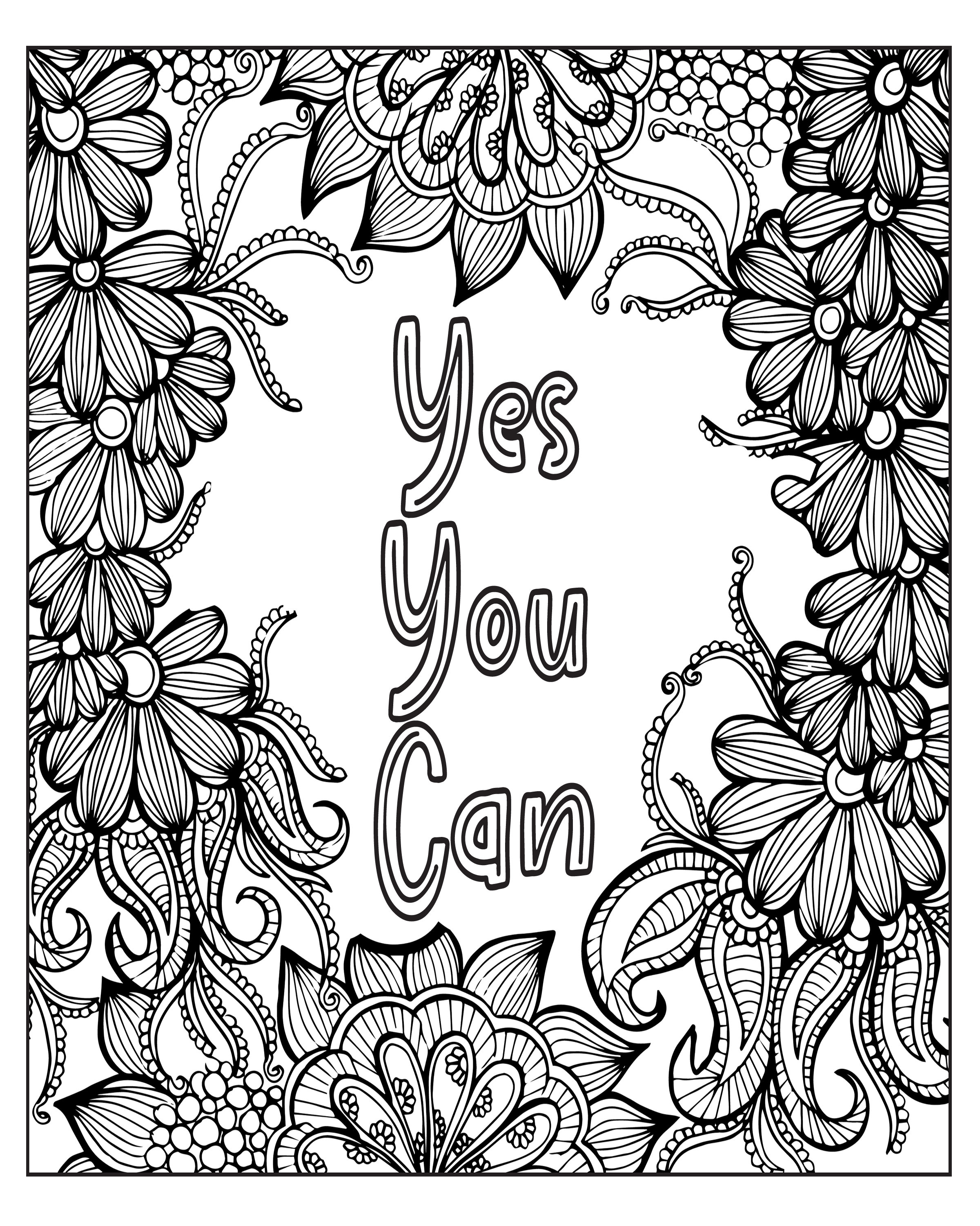 Inspirational Quotes Coloring Pages for Adults. Zentangle Digital ...