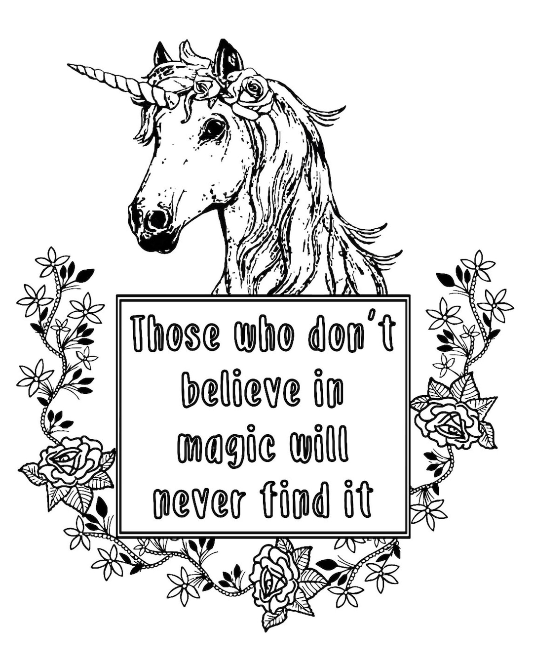 Unicorn Coloring Pages for Adults for Stress Relief. Unicorn Digital ...