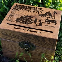 Rustic Wedding Card Box: Engraved Birch Plywood, Barn Theme Country ...