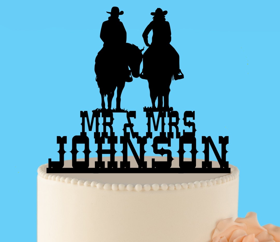 Cowboy Wedding Cake Topper: Country Western Silhouette - Etsy