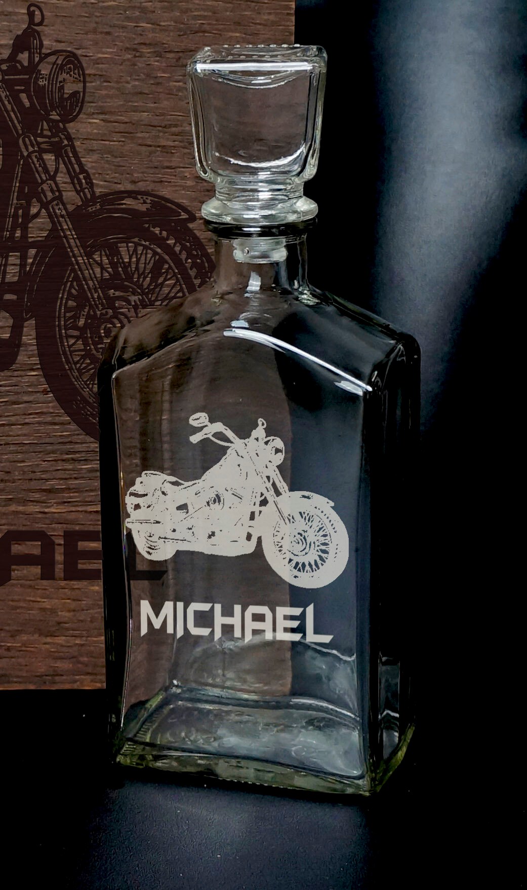 Personalized Motorcycle Decanter Set Glass Decanter Whiskey - Etsy