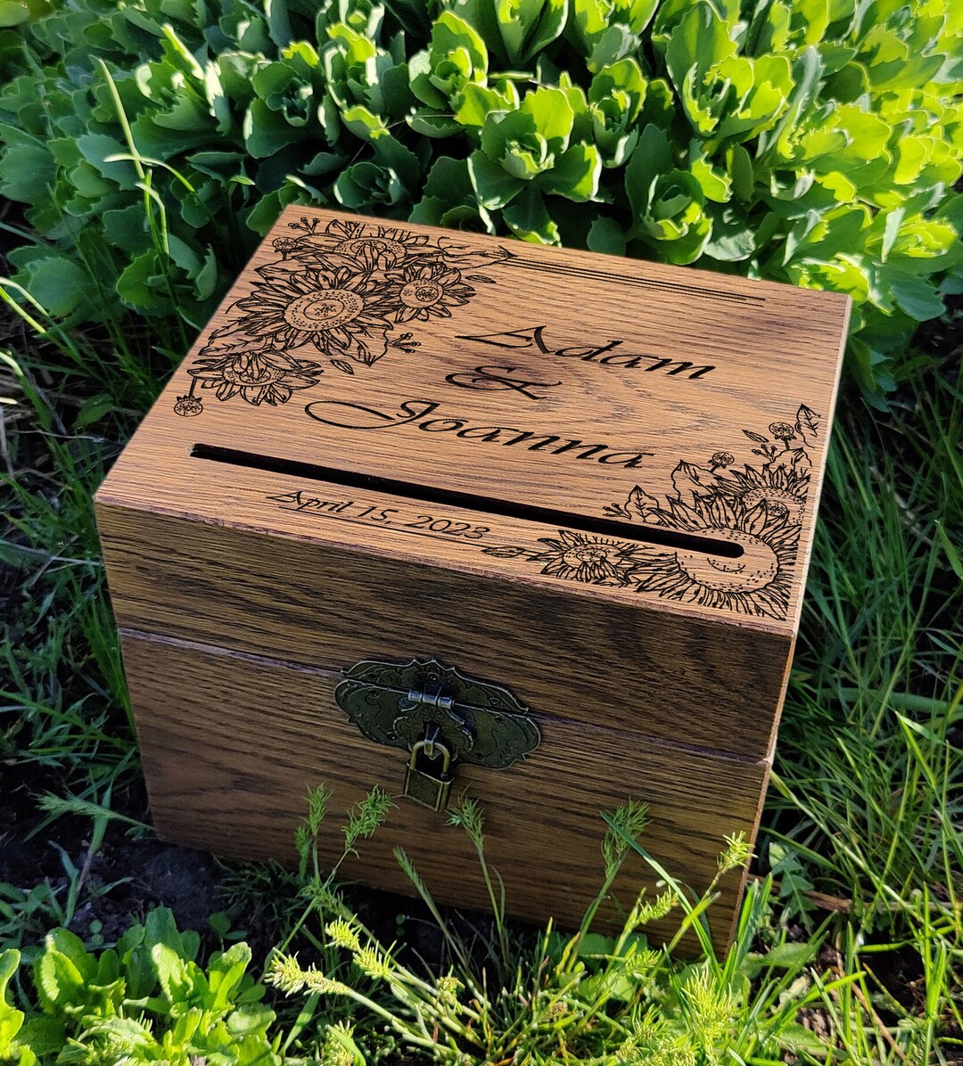 Wooden Card Box - Wedding Card Box - Sunflower Wedding, Card Box With ...