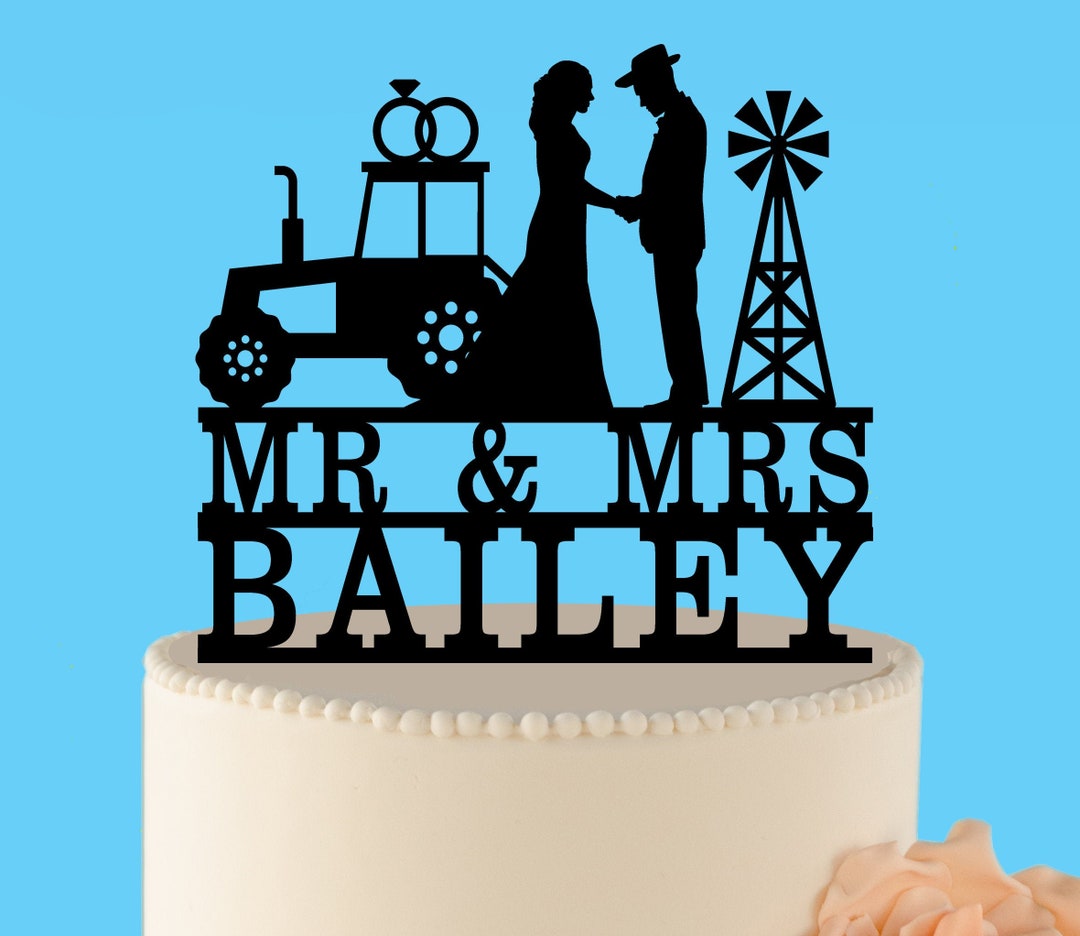 Tractor Wedding Cake Topper: Rustic Ranch Couple Silhouette - Etsy