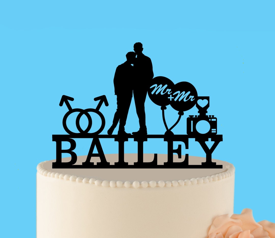 Gay Cake Topper Mr And Mr Wedding Cake Topper Gay Couple Silhouette