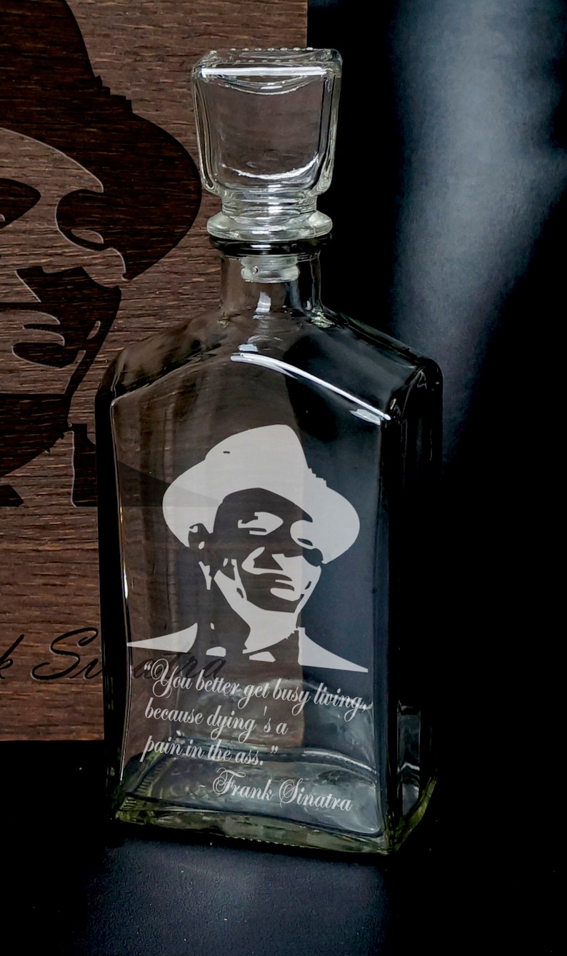 Frank Sinatra Whiskey Decanter Gift Set: Engraved Glass & Wood Box - Etsy