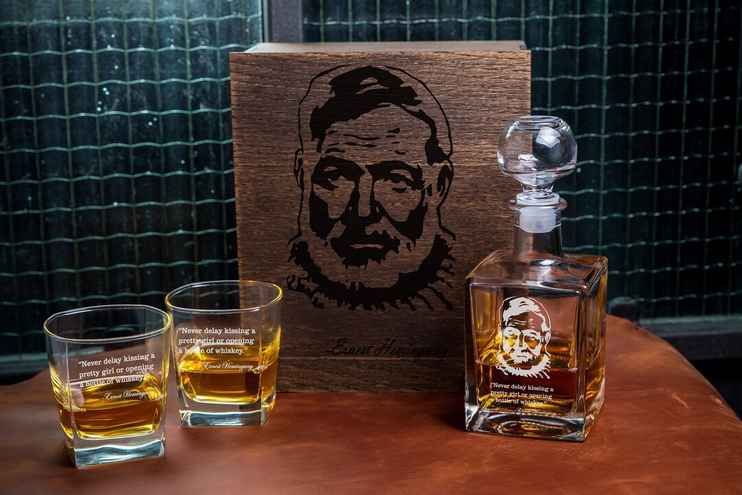 Whiskey Decanter Set, Quote on Glass and Decanter in Wood Box - Etsy