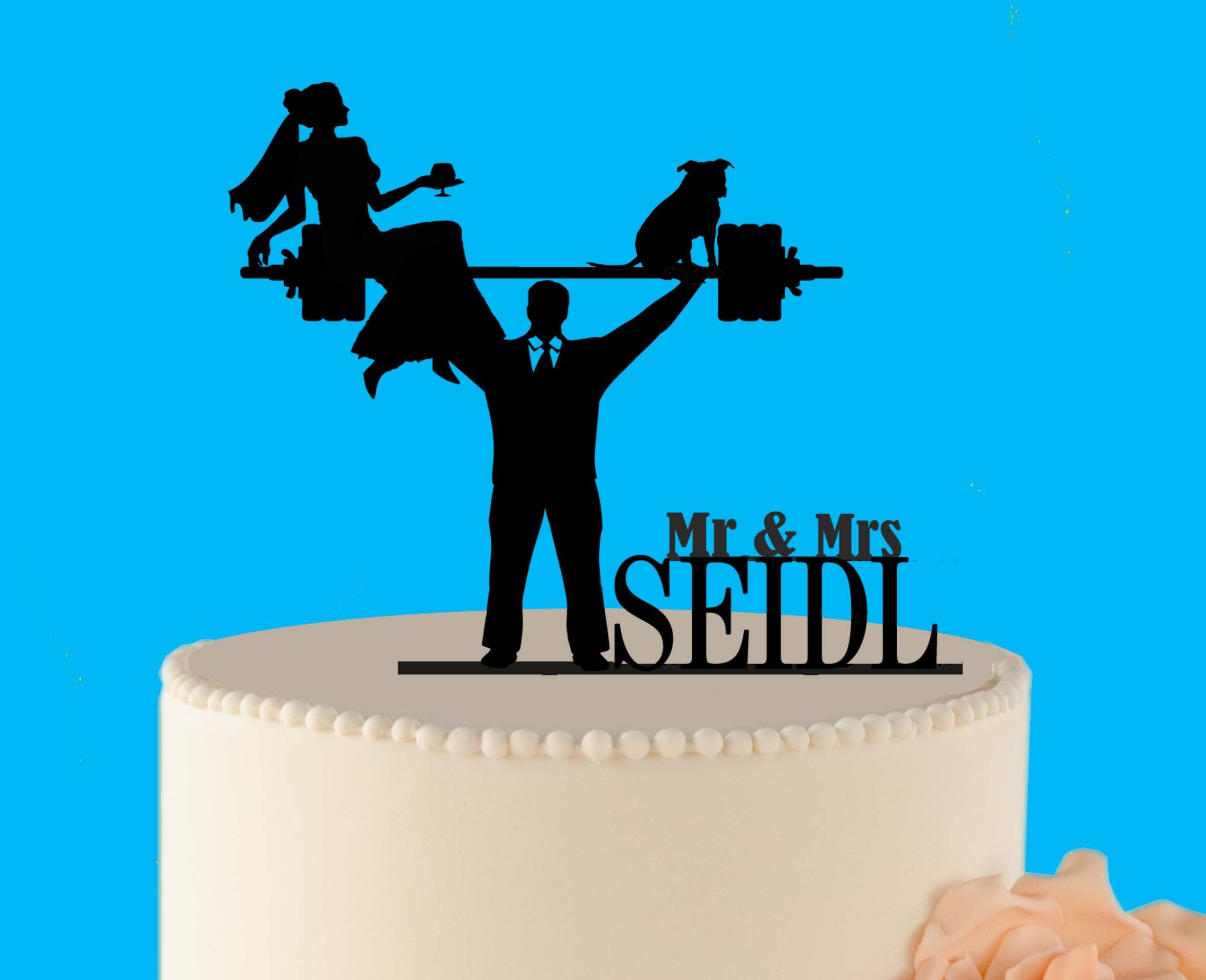 Fitness Wedding Cake Topper With Your Dog Bodybuilder Cake - Etsy