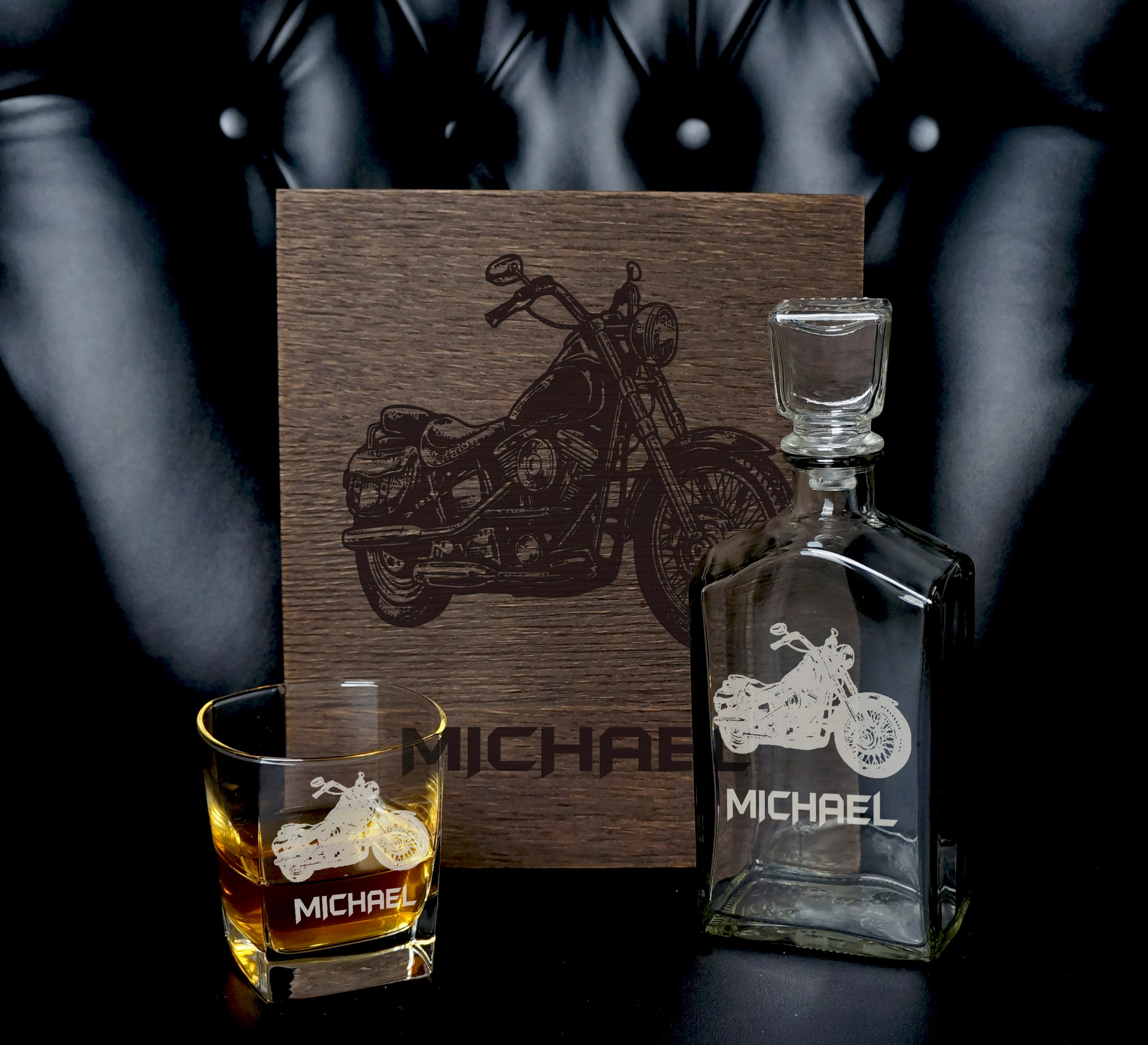 Personalized Motorcycle Decanter Set Glass Decanter Whiskey - Etsy