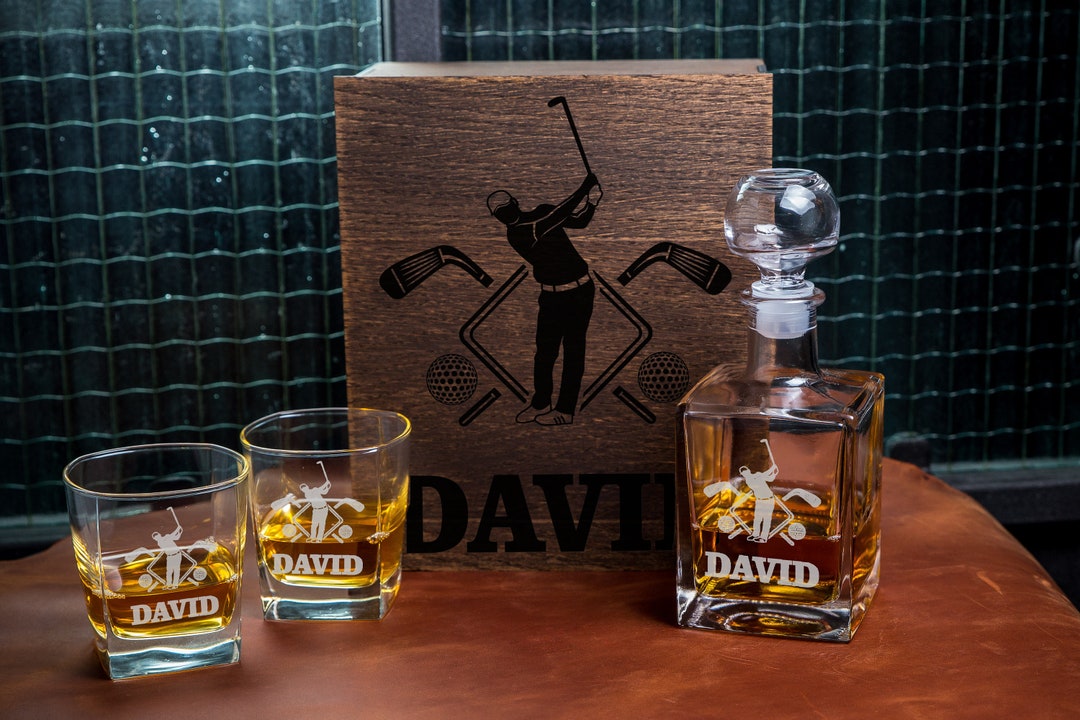 Whiskey Decanter Set Golf Gift for Dad Christmas Gift, Bourbon Decanter ...