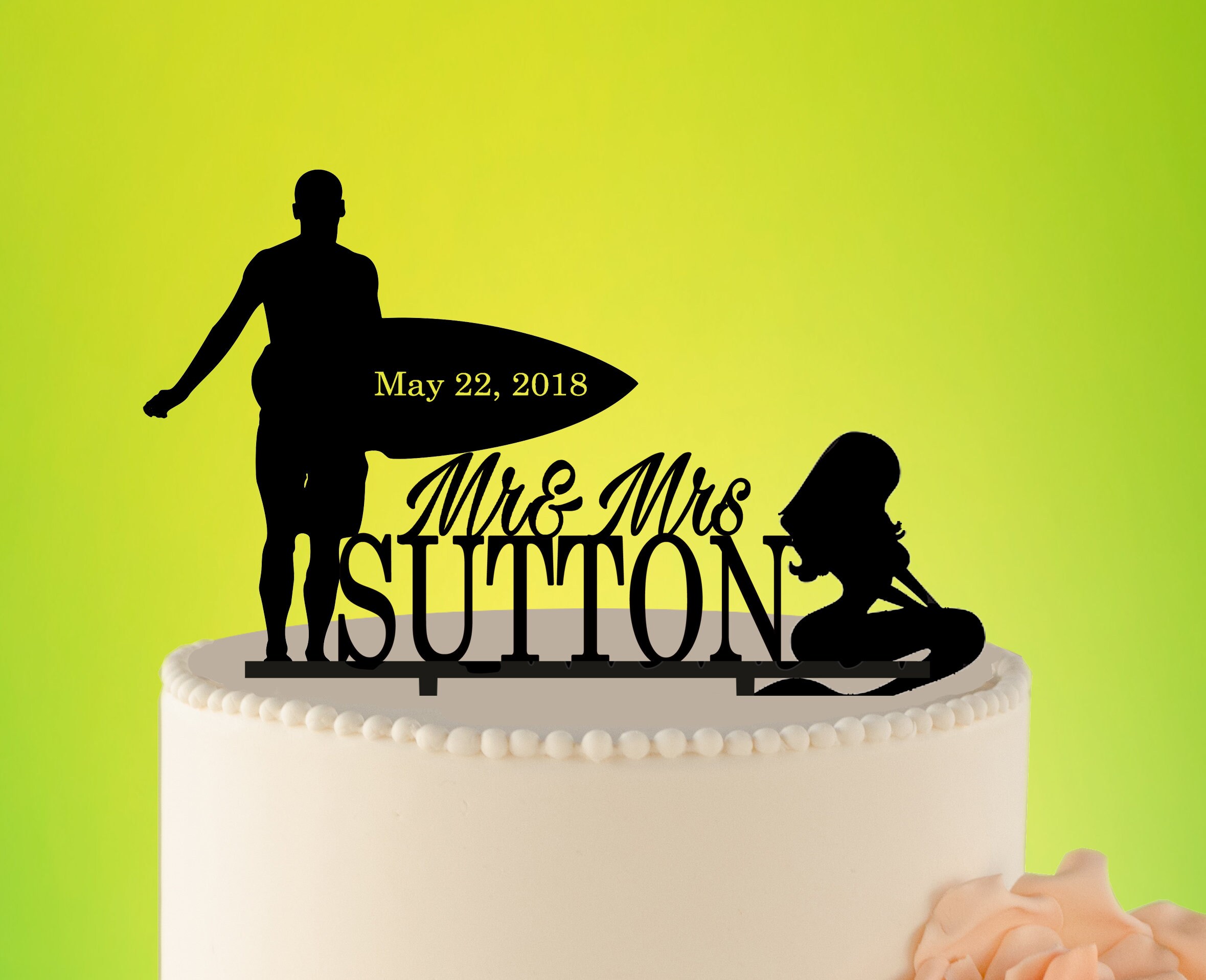 Surfing wedding cake topper surfboards topper surfing | Etsy