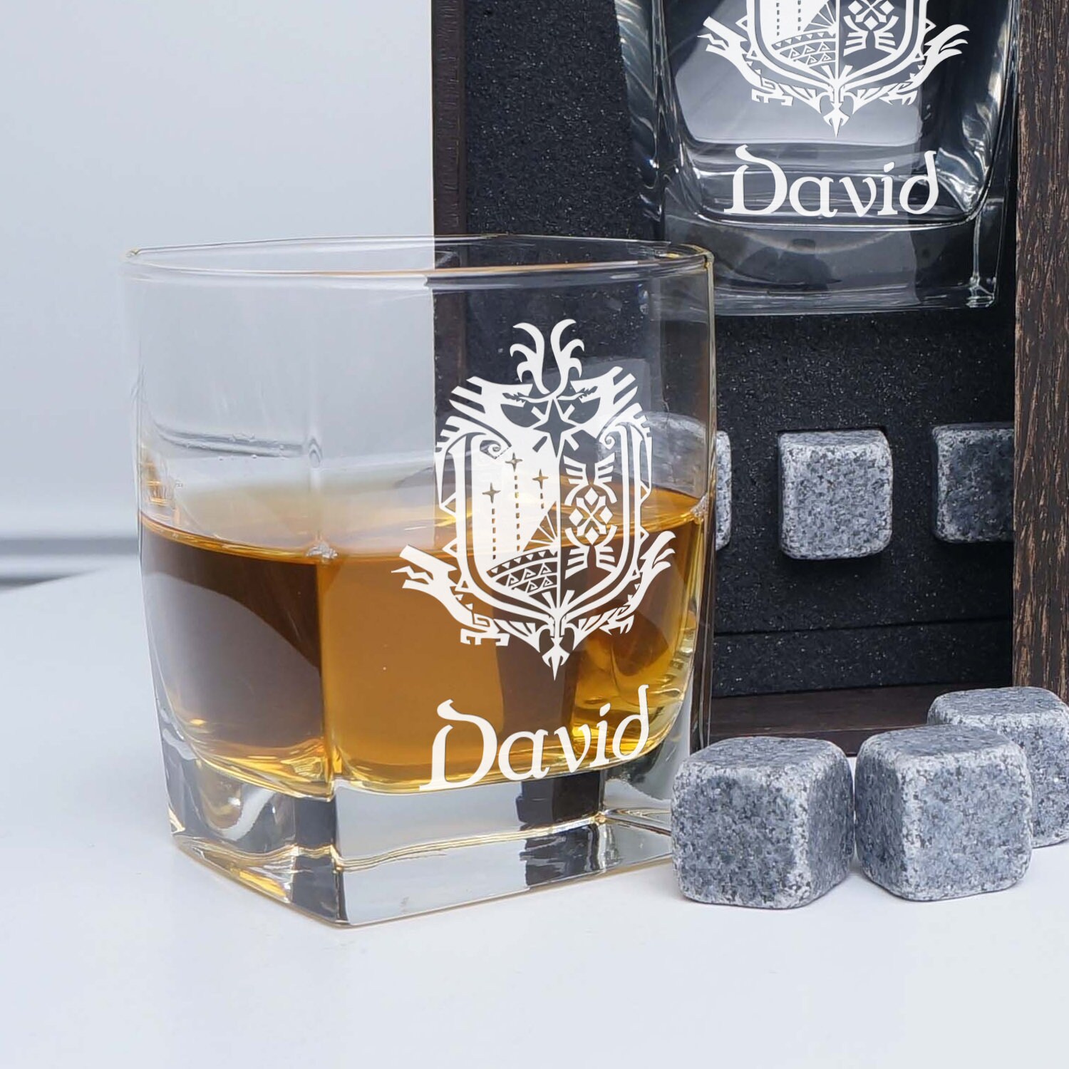 Whiskey Gift Set in Wood Box Whiskey Set - Etsy