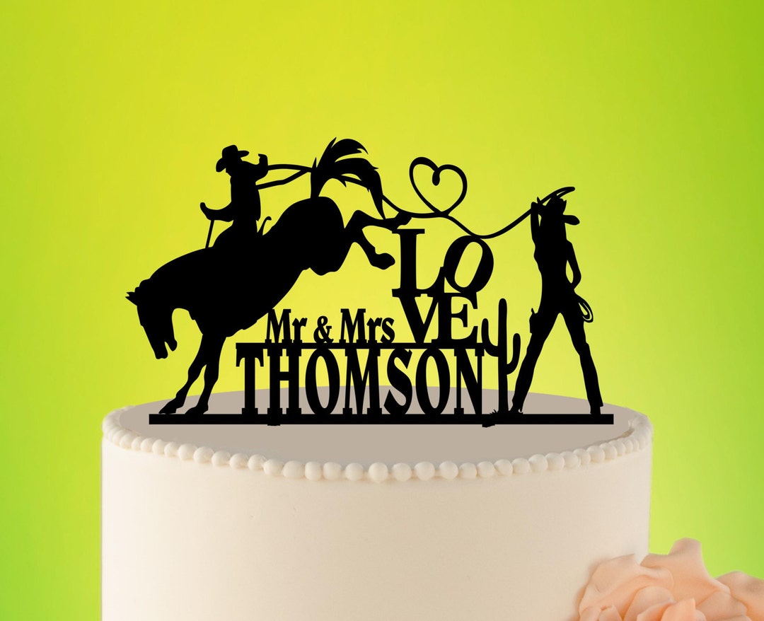 Cowboy Wedding Cake Topper, Country Cake Topper, Cowboy Rustic Topper ...