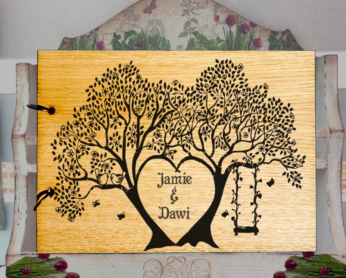 Wedding Guest Book Family Tree Wedding Guest Book Wooden | Etsy