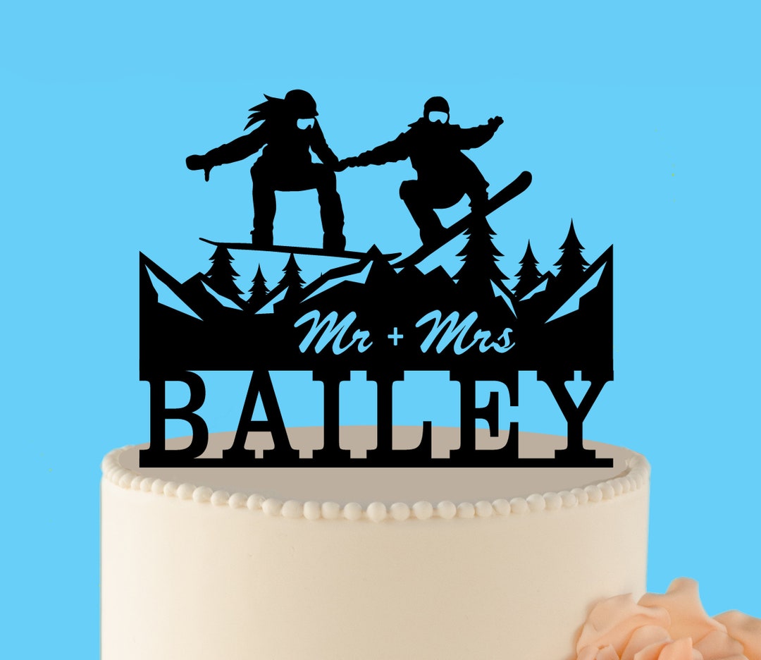 Winter Wedding Cake Topper, Snowboard Wedding Cake Topper, Snowboarding ...