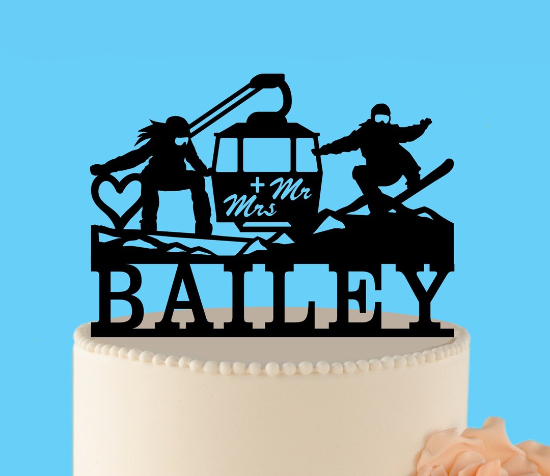 Winter Wedding Cake Topper, Snowboard Wedding Cake Topper, Snowboarding ...