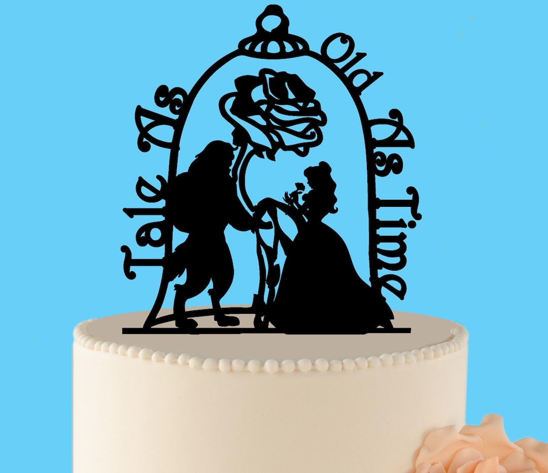 Enchanted Rose Wedding Cake Topper: Beauty and the Beast Silhouette - Etsy