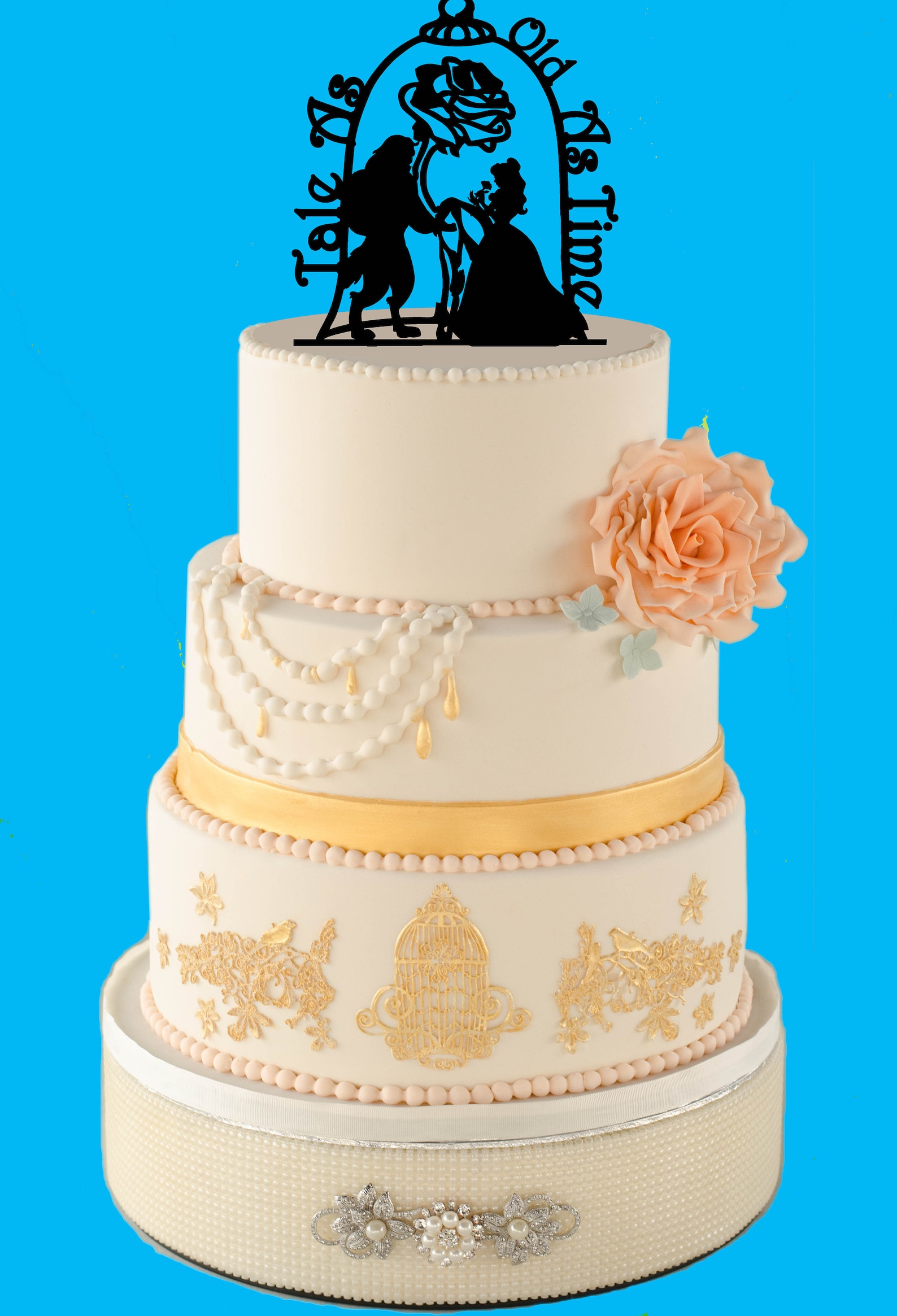 Enchanted Rose Wedding Cake Topper: Beauty and the Beast Silhouette - Etsy