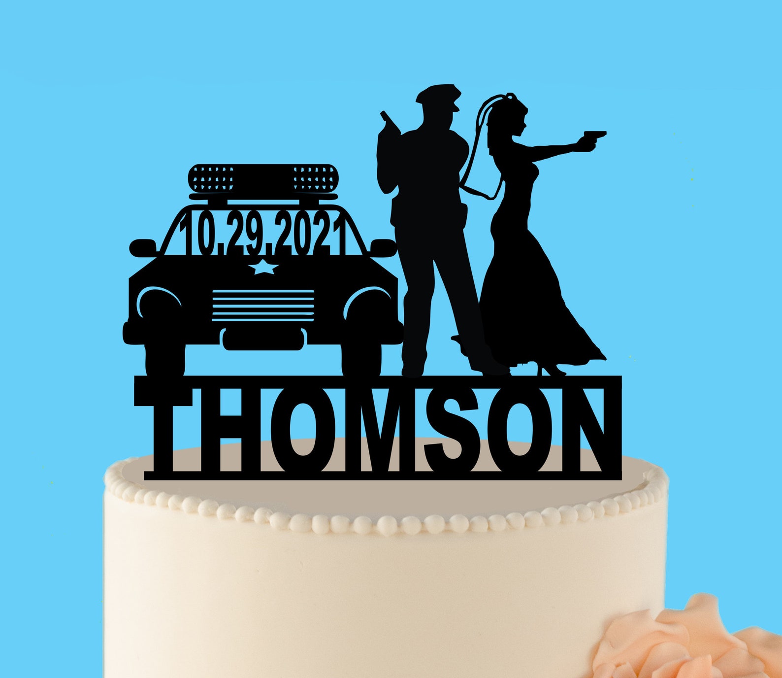 Police Wedding Cake Topper Personalized Policeman and Bride - Etsy