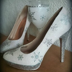 Snowflake Winter Sparkly Customised Shoes - Etsy