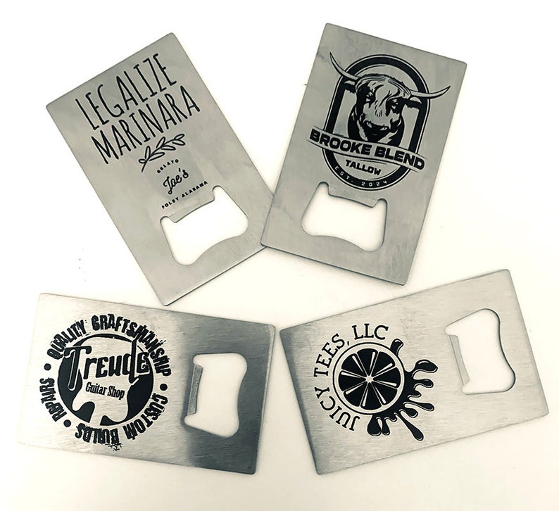 Laser Engraved Logo Stainless Steel Credit Card Bottle Opener - Etsy