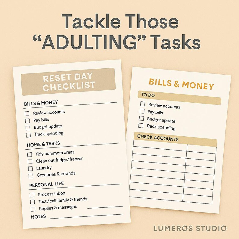 Life Admin Reset Day Checklist Printable | Bills & Money, Home and ...